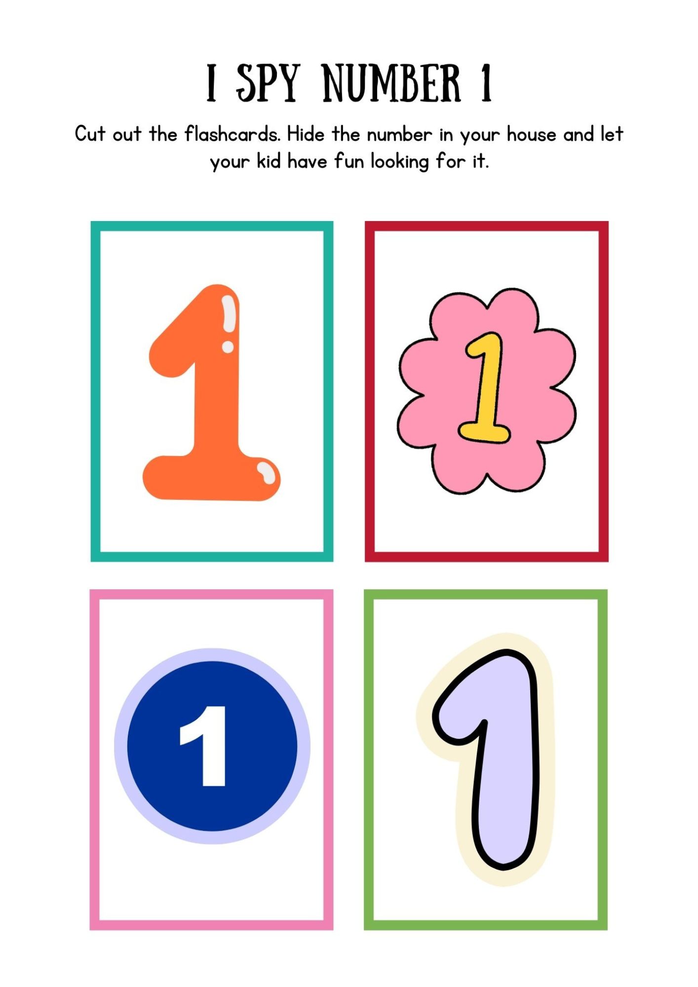 1 Number Tracing Worksheets for Toddlers and Preschoolers
